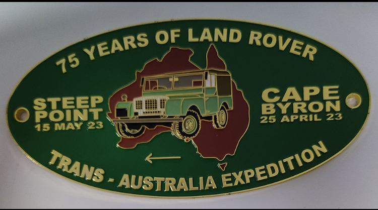 Rare Badge: 1 x Land RoveBadge: 75 Year Trans-Australia Expedition Oval ...